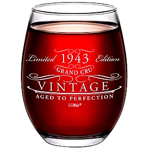 1943 81st Birthday Gifts Wine Glass for Men Women | Birthday Gift Man Woman Turning 81 | Funny 81 st Party Supplies Decorations Ideas | Eight One Year Old Bday Presents | 81 years Gag Vintage Gift