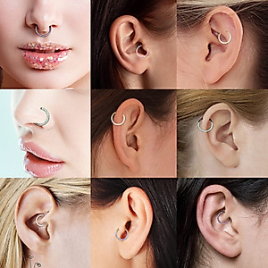 AROWRO Rook Helix Earrings Sleeper Earring Nose Hoop 316L Surgical Steel Opal 8mm 16G Rose Gold Cartilage Daith Tragus Piercing Jewelry Septum Clicker