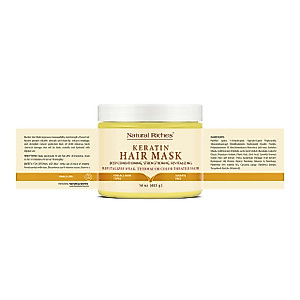 Natural Riches Keratin Hair Mask - Reviving Treatment for Dry, Damaged Hair - 16 oz