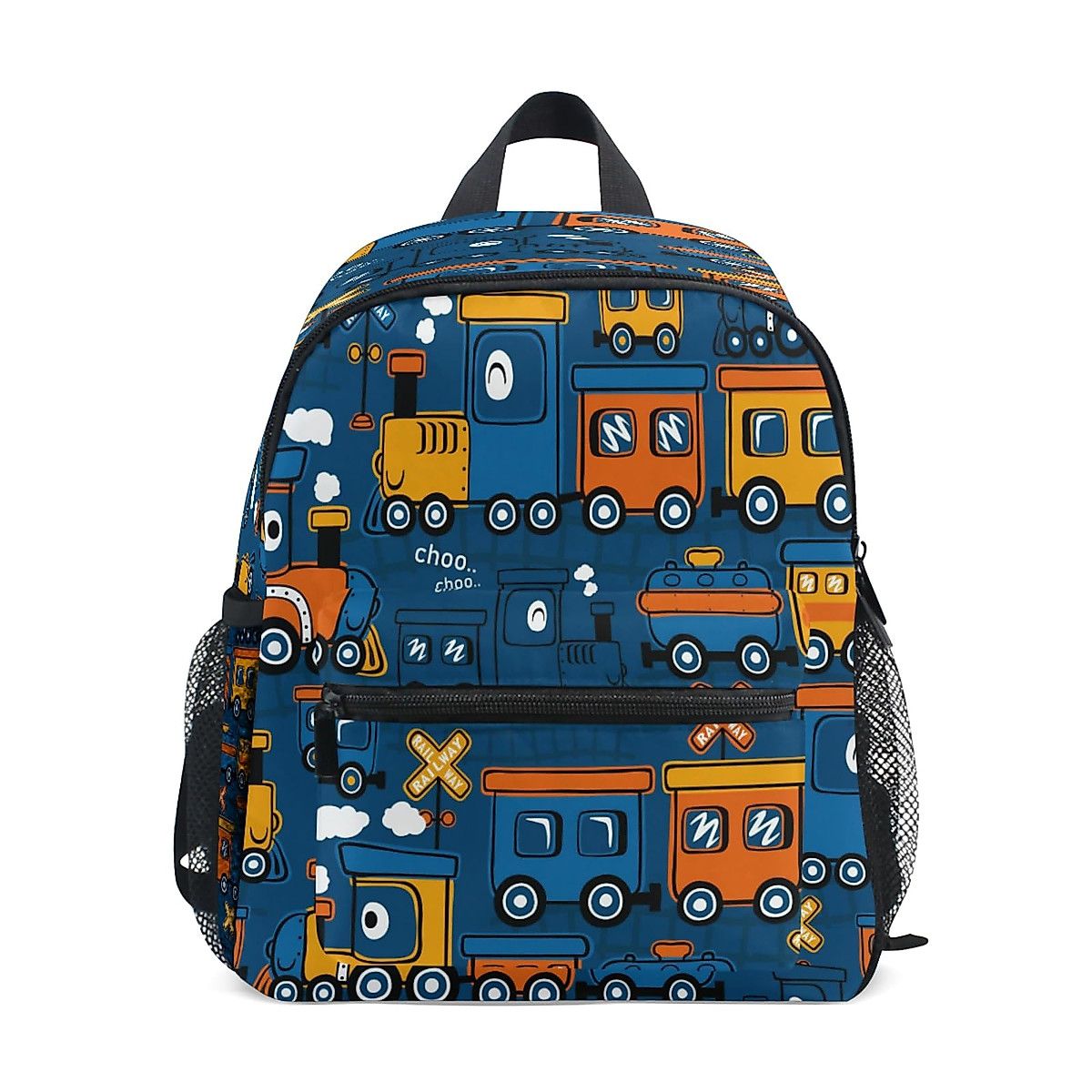 Funny Steam Train Toddler Backpack for Boy's/Girl's Cute Children Kindergarten School Book Bag with Chest Strap Cartoon Train