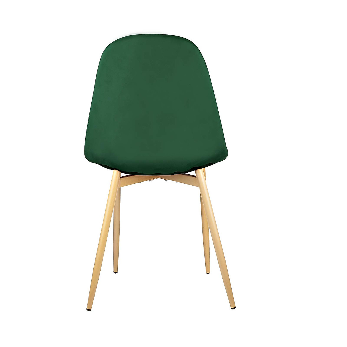 Set of 4 Mid Century Modern Side Dining Chairs for Kitchen Velvet Upholstered Dining Chair with Metal Legs (Dark Green)