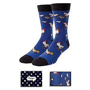 HAPPYPOP Funny Chicken Gifts Men Chicken Gifts for Chicken Lovers Rooster Gifts, Farm Animal Chicken Socks