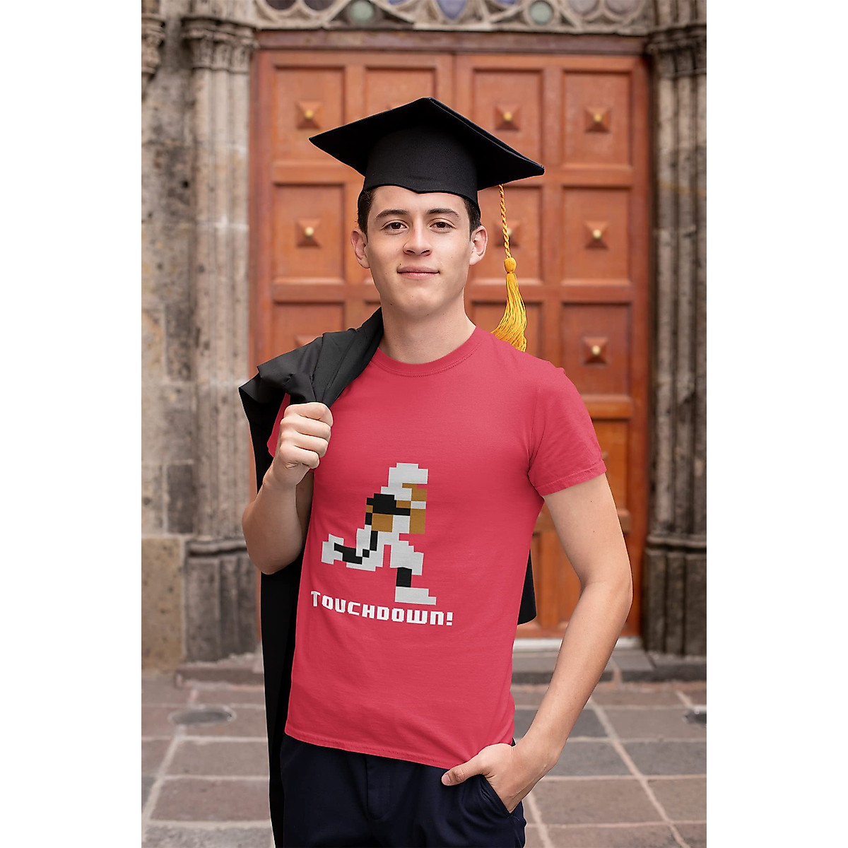 Pop Threads Tecmo Bo 8-Bit Retro Video Game Gamer Football Graphic Tee T-Shirt for Men Black L