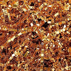 Outus Crinkle Cut Paper Shred Filler Shredded Paper for Gift Box Crinkle Paper Metallic Shredded Crinkle Cut Paper Easter Grass Tissue Paper for Wedding Birthday Wrapping Boxes Bags (Gold, 1 LB)