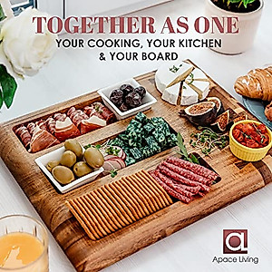 Collage Acacia Wood Cutting Board for Kitchen and Home - Large Butcher Block Chopping Board, Sustainable Wood, Juice Groove - Doubles as 3 Compartment Serving Board - 17 x 13 x 1.5"