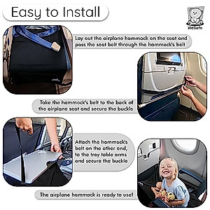 "KidsFirst Airplane Footrest for Kids - Durable and Comfortable Toddler Airplane Seat Extender Made with 600D Oxford - Kids Travel Bed Airplane with Non-Slip Rubber Backing - 29.5” x 16.9” "