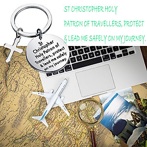 bobauna St Christopher Traveller Keychain Religious Safe Travel Gift (St Christopher journey keychain)