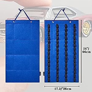 HUHYNN Display Case Compatible with 60 Hot Wheels, Hanging Organizer for Hot Wheels Matchbox Cars, Wall-Mount Display Case for Hot Wheels Fits for 60 for Hot Wheels Storage (Blue-60 Slots)