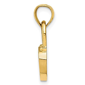 IceCarats 14K Yellow Gold Heart Love Lock Necklace Charm Pendant Only