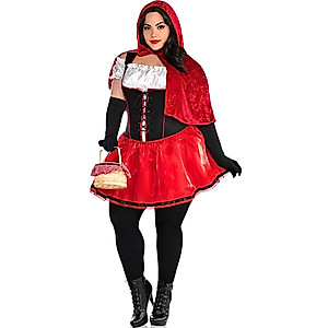 Fairy Tale-Inspired Riding Hood Costume - Plus XXL (18-20) - 1 Set - Includes Dress & Capelet - Perfect for Parties and Events