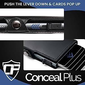 Minimalist RFID Blocking Leather & Titanium Men's Wallet with Pop Up Credit Card Holders