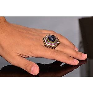 Falcon Jewelry Real Natural Sapphire Gemstone Ring, 12.35 Carat, Sterling Silver Unisex Hurrem Sultan Ring