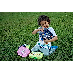 KOMUNURI LeakProof Bento Lunch Box for Kids, 4 or 5 Compartments, Microwave Safe, Dishwasher Safe, BPA Free, Lightweight, Kid Friendly Latch (True Pink - Butterflies & Flowers)