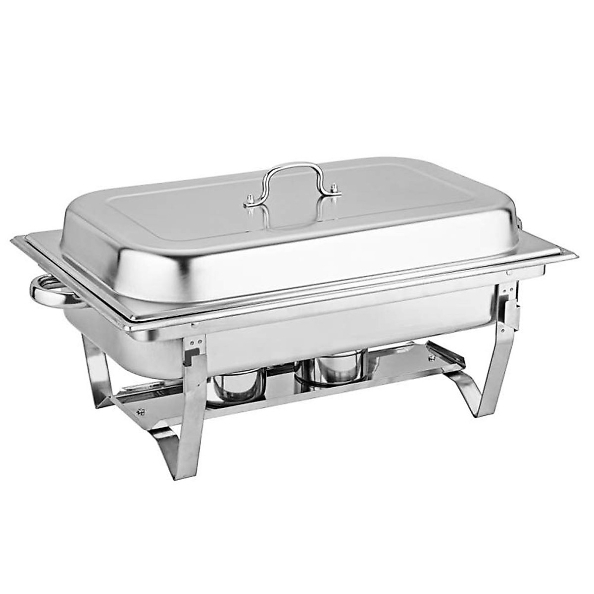 BANLICALI 3 * 3L Folding Stove, Baking Tray Container with Heater and Cover, Catering Buffet Baking Tray Stainless Steel Heating Container for Catering Party Wedding Banquets Silver
