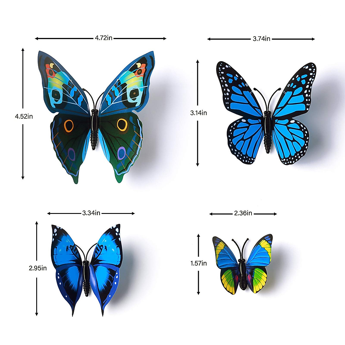 Amaonm® 120pcs 10 Packages Removable 3D Butterfly Blue Stickers Making Wall Decal DIY Wall Stickers Decals Crafts Butterflies Home Decorations for Boy's and Girl's Room Bedroom Living Room (Blue) …