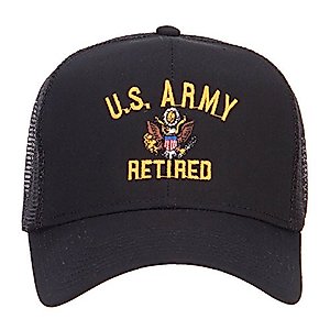 e4Hats.com US Army Retired Military Embroidered Mesh Cap - Black OSFM