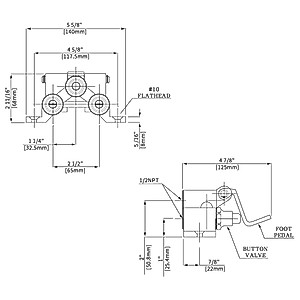 LukLoy Brass Double Pedal Valve, Dual Foot Pedal Control for Sink Pedal Faucet (Dual Pedal Valve)