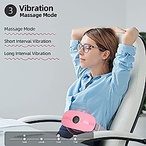 Portable Cordless Heating Pad, Heating Pads for Cramps with 3 Heat Levels and 3 Massage Modes, Menstrual Heating Pad 5s Fast Heating, Back or Belly Pain Relief Heating Pad for Women and Girl