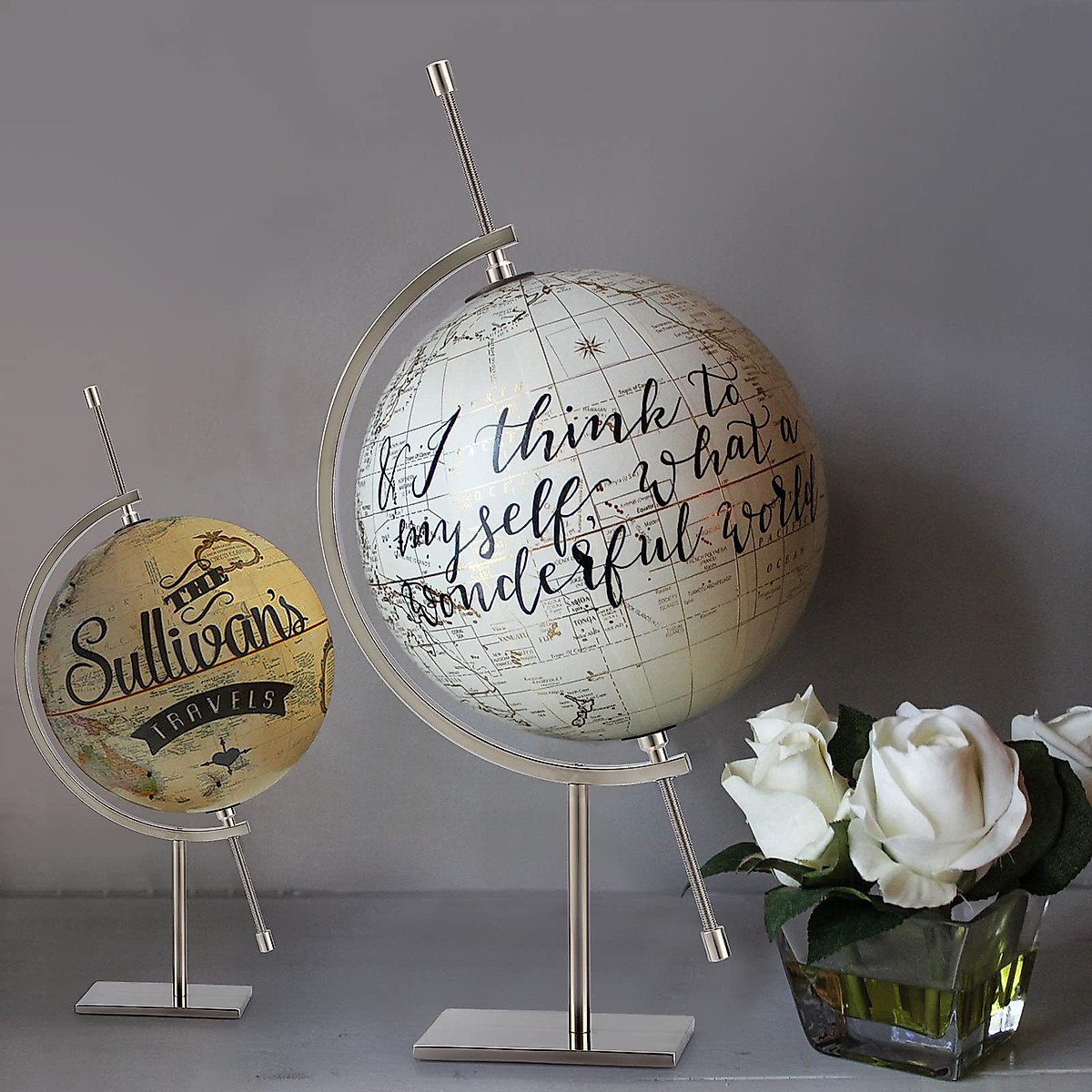 JUXYES Silver Toned Sphere Holder Caliper Stand, Hold 1-1/2 to 5, Caliper Style Display Stand for Mineral, Ornament, Gem, Shell, Coin, etc