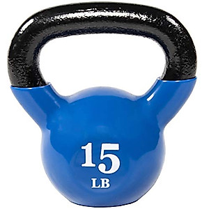 BalanceFrom All-Purpose Color Vinyl Coated Kettlebell, 15 Pounds