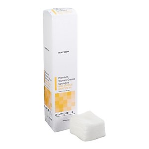 McKesson Premium Woven Gauze Sponges, Non-Sterile, 12-Ply, USP Type VII, 100% Cotton, 2 in x 2 in, 200 per Pack, 1 Pack
