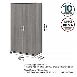 Bush Business Furniture Tall Garage Storage Cabinet with Doors and Shelves, Platinum Gray