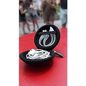 CASEBUDi Round Earbud and Phone Charger Storage Case with Carabiner | Pink Ballistic Nylon