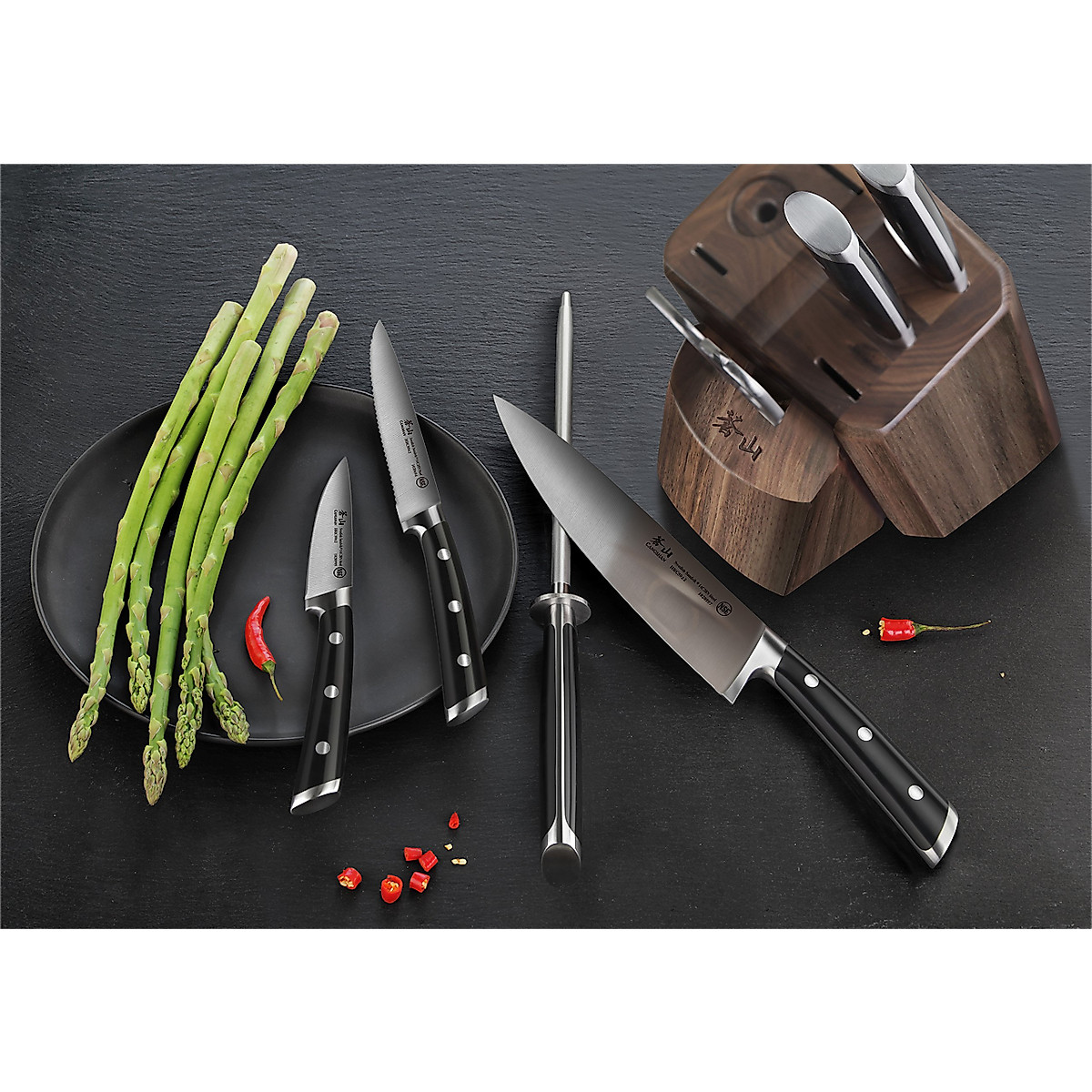 Cangshan TS Series 1020564 Swedish 14C28N Steel Forged 8-Inch Chef Knife and Wood Sheath Set