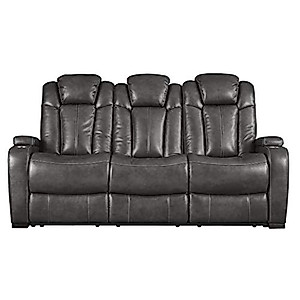 Signature Design by Ashley Turbulance Power Reclining Loveseat with USB Charging Port, Dark Gray & Signature DESIGN BY ASHLEY Turbulance Power Reclining Sofa with USB Charging Port, Dark Gray