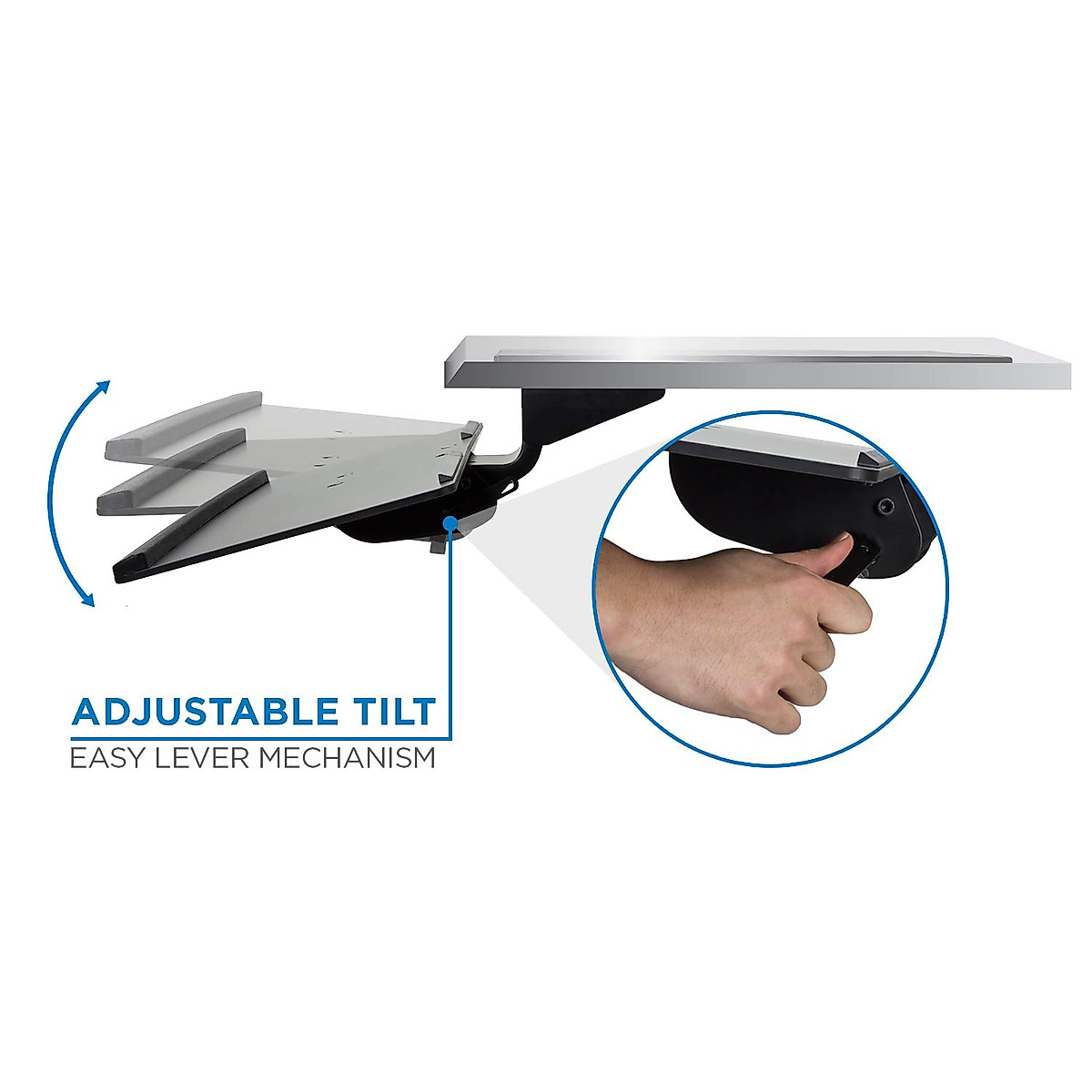 Mount-It! Under Desk Keyboard Tray and Mouse Platform, Ergonomic Computer Keyboard Drawer with Gel Wrist Pad, 17 inch Space Saving Track, Black (MI-7138)