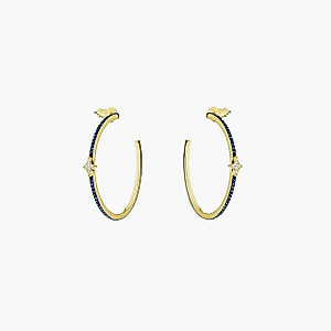 Swarovski Duo Moon Pierced Earrings, Teal, Mixed Plating