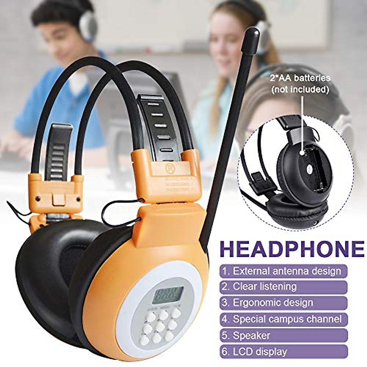 Headphone Radio,Portable FM Radio Headphones with LCD Display Noise Reduction Ear Muffs,FM Receiver Headphones,Wireless Headset with Radio for Walking,Jogging,Daily Works