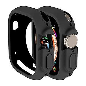 Yrzper Compatible with Apple Watch Ultra 49 mm case All-Round Shockproof TPU Silicone Protective Cover Bumper Shock-Absorbing Scratch-Resistant for (Black)