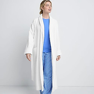 Lands' End Women's Long Sleeve Cotton Spa Bath Robe White Plus 3x