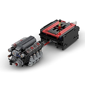 V8 Engine Model Building Set, Engine with Gearbox 568Pcs MOC Building Blocks Kit Construction Toy Compatible with Lego Technic