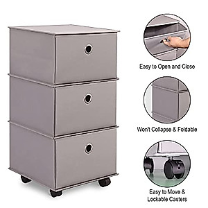 MULISOFT Fabric Dresser with 3 Drawer, Foldable 3 Drawer Storage, Easy Pull Fabric Storage Dresser, Rolling Fabric Storage Drawer for Bedroom, Closet, Entryway, Hallway, Nursery Room, Office