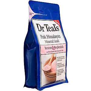 Dr. Teals Pink Himalayan Pure Epsom Salt Soaking Solution (2 Bag, 6lbs Total) - Restore & Replenish with Bergamot & Sweet Orange Essential Oils - Relieves Daily Stress and Soothes The Mind & Senses