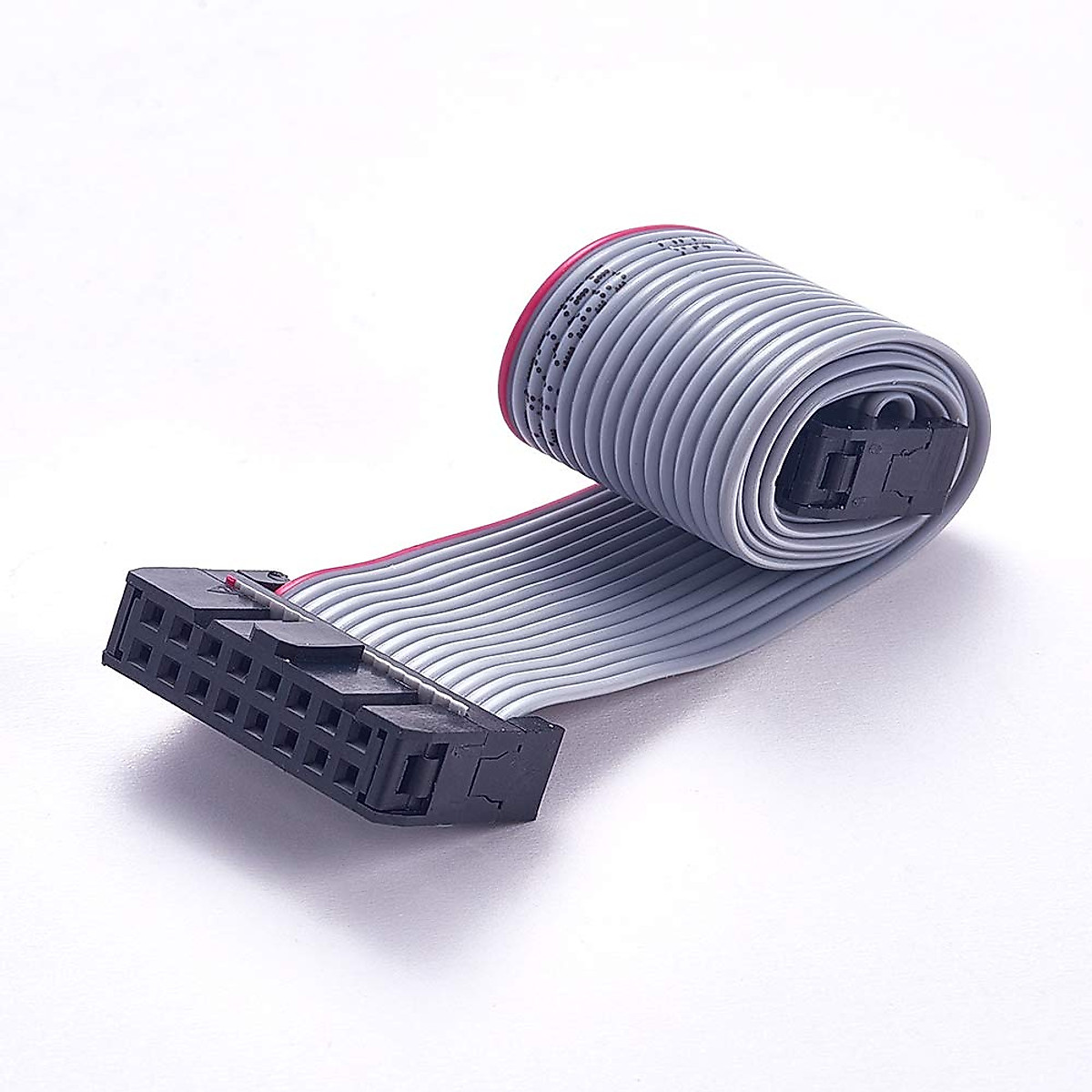 Heyiarbeit 2pcs IDC 16 Pin Connector Gray Wire Flat Ribbon Cable Connector Length 30cm 2.54mm Pitch