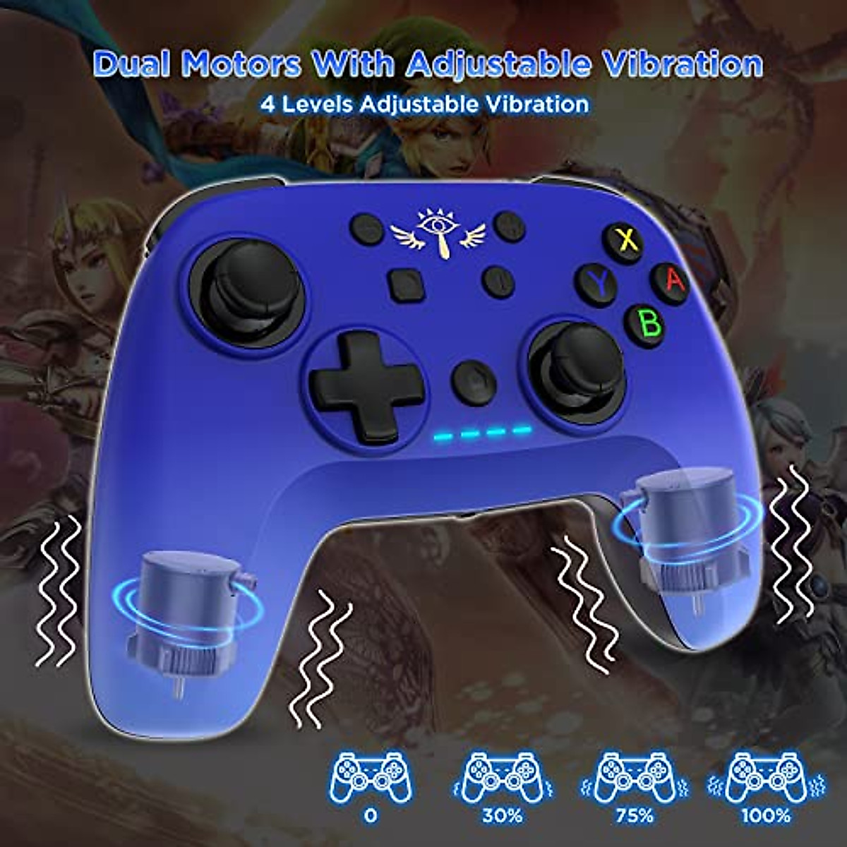 Wireless Pro Controller for Nintendo Switch/Switch OLED/Switch Lite, Switch Controller, Wireless Gamepad for the Zelda ,Turbo & Auto Function, Back Mapping ,Rechargeable 650mAh Battery, Long Playing Time (Blue)