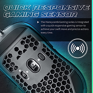 GUNMJO Gram DIY Honeycomb Shell 2.4G Wireless RGB Gaming Mouse, Gaming Wireless Mouse with 9 Buttons and Up to 10,000 DPI, Computer Mice for PC Gaming, Black Color