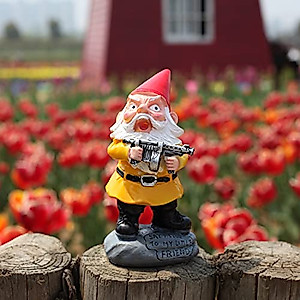 SHOWFEICAT Funny Garden Gnome with Gun Military Gnome Fighting Outdoor Indoor Lawn Statue Patio Porch Decoration