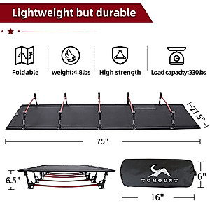 SMLFIT Compact Camping Cot Backpacking Ultralight Folding Lightweight Cot Easy Set Up Heavy Duty for Outdoor Hiking Travel Beach Army
