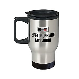 Funny Gaming Travel Mug - Gamer Gift Idea - Video Game Nerd Present - Speedruns Are My Cardio