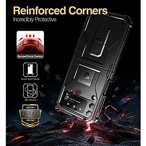 Dexnor Shockproof Case for Samsung Galaxy Z Flip 3 5G,Rugged Bumper Protective Case with Foldable Kickstand, Holster Cover with 360°Rotatable Belt Clip,Black