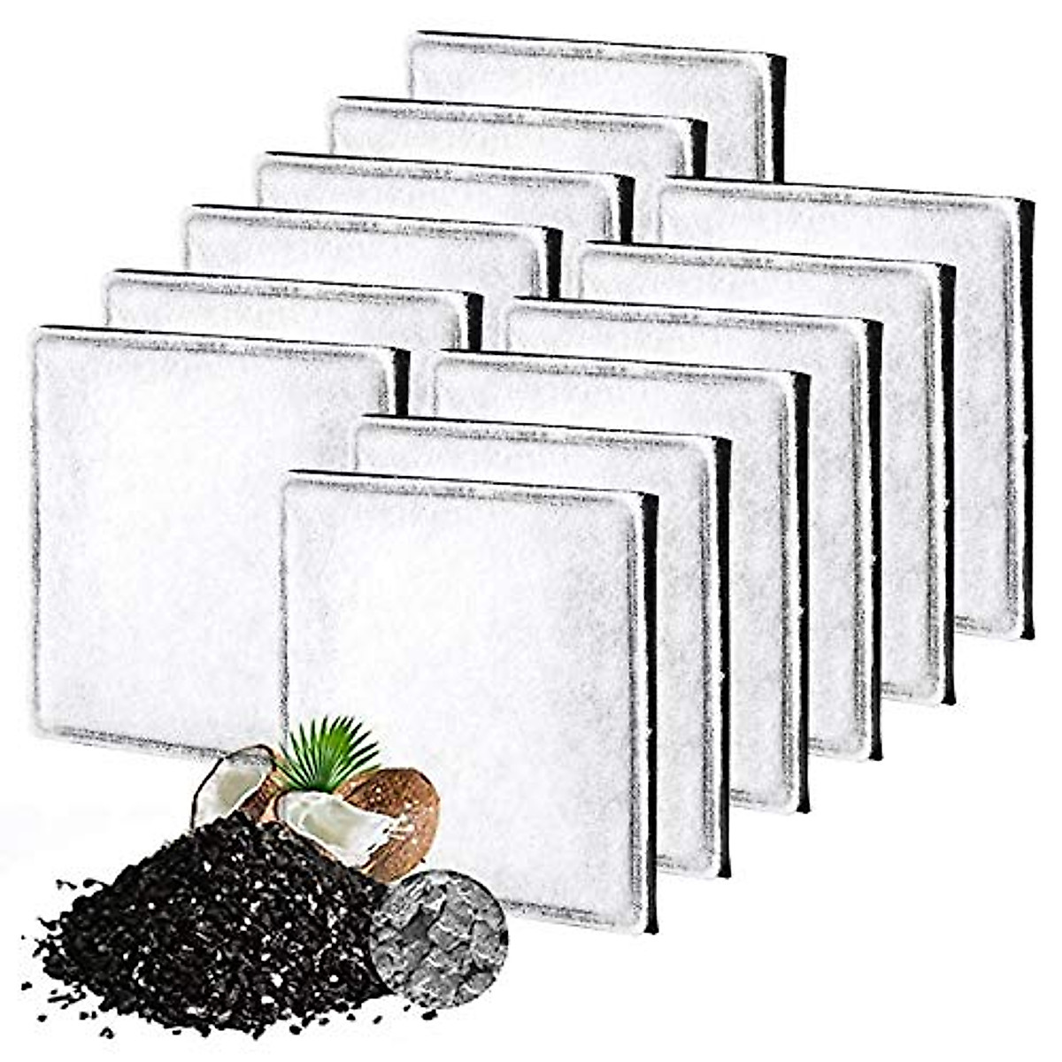 MyfatBOSS Replacement Carbon Filters, Pet Water Filters Fountain Filters Compatible with Catit Mini Flower Fountain, Pack of 12