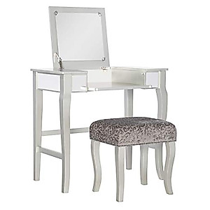 Linon Silver Harper Vanity Set, 32" W x 18" D x 46.75" H