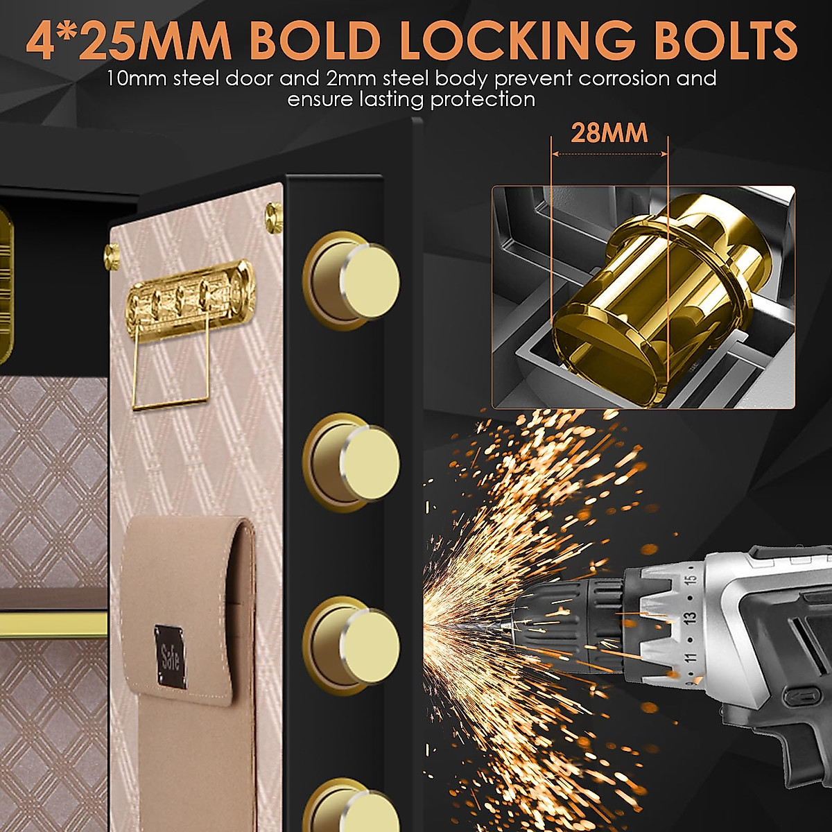 4.0 Cu ft Extra Large Heavy Duty Home Safe Fireproof Waterproof, Anti-Theft Digital Home Security Safe Box With Fireproof Document Bag, Fireproof Safe for Home Business Office Valuables