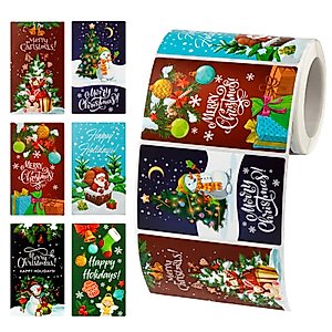 200 PCS Christmas Labels,Christmas Stickers,1.5 * 2.6 Inch Christmas Label Stickers,Christmas Labels Designed with 6 Christmas Elements,Christmas Tags,Christmas Holiday Decoration