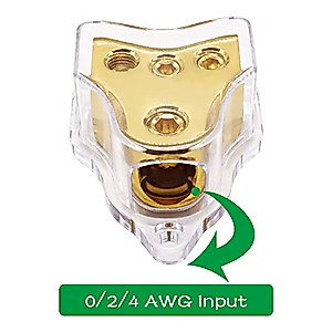 Seamaka 3 Way Copper Power Distribution Block 0/2/4 Gauge in 4/8/10 Gauge Out for Car Audio Splitter O-070
