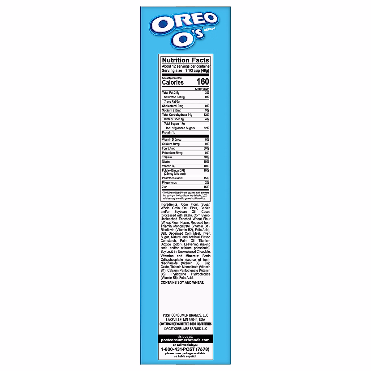 OREO Os Breakfast Cereal, Chocolatey OREO Cereal, 17 OZ Box